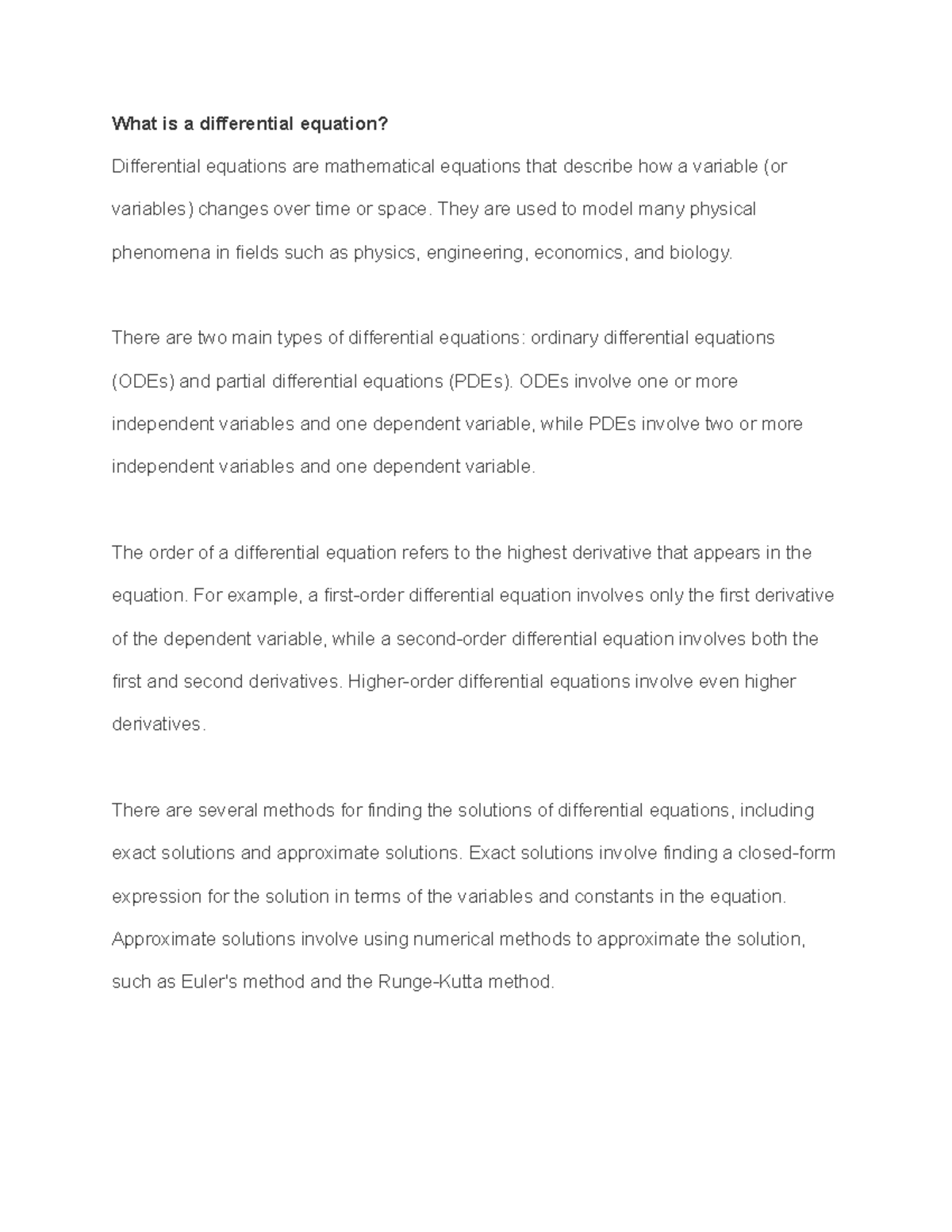 Intro to statistics outline what is a differential equation, types of ...