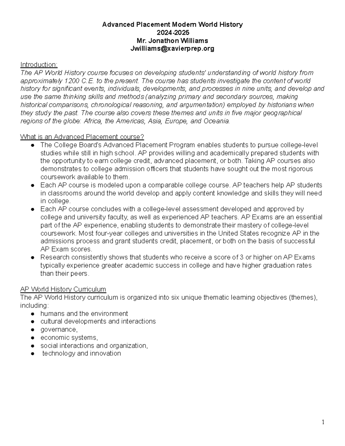 2024-2025 APWH Summer Work - Advanced Placement Modern World History ...