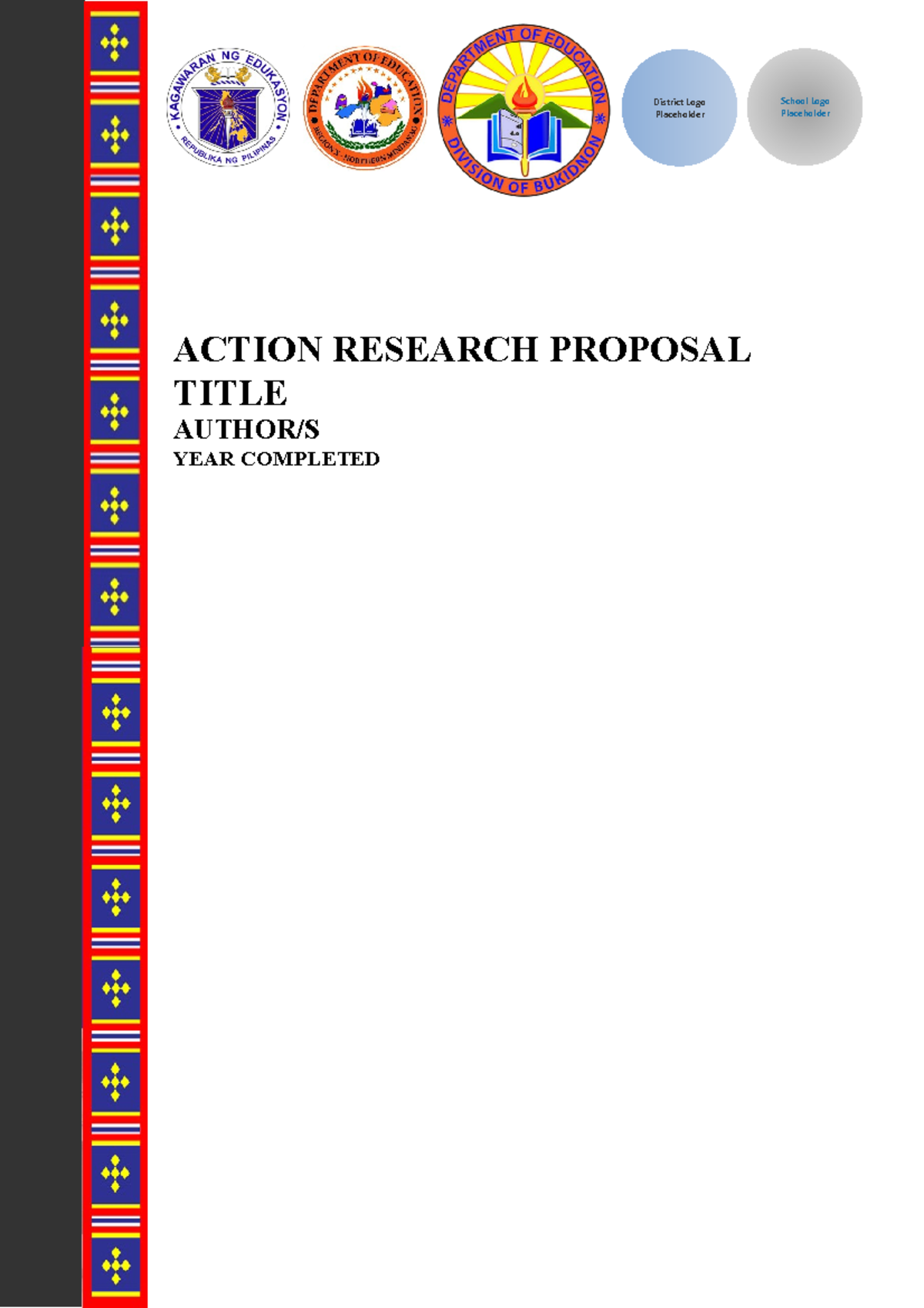 Action Research Proposal Template - School Logo Placeholder District ...