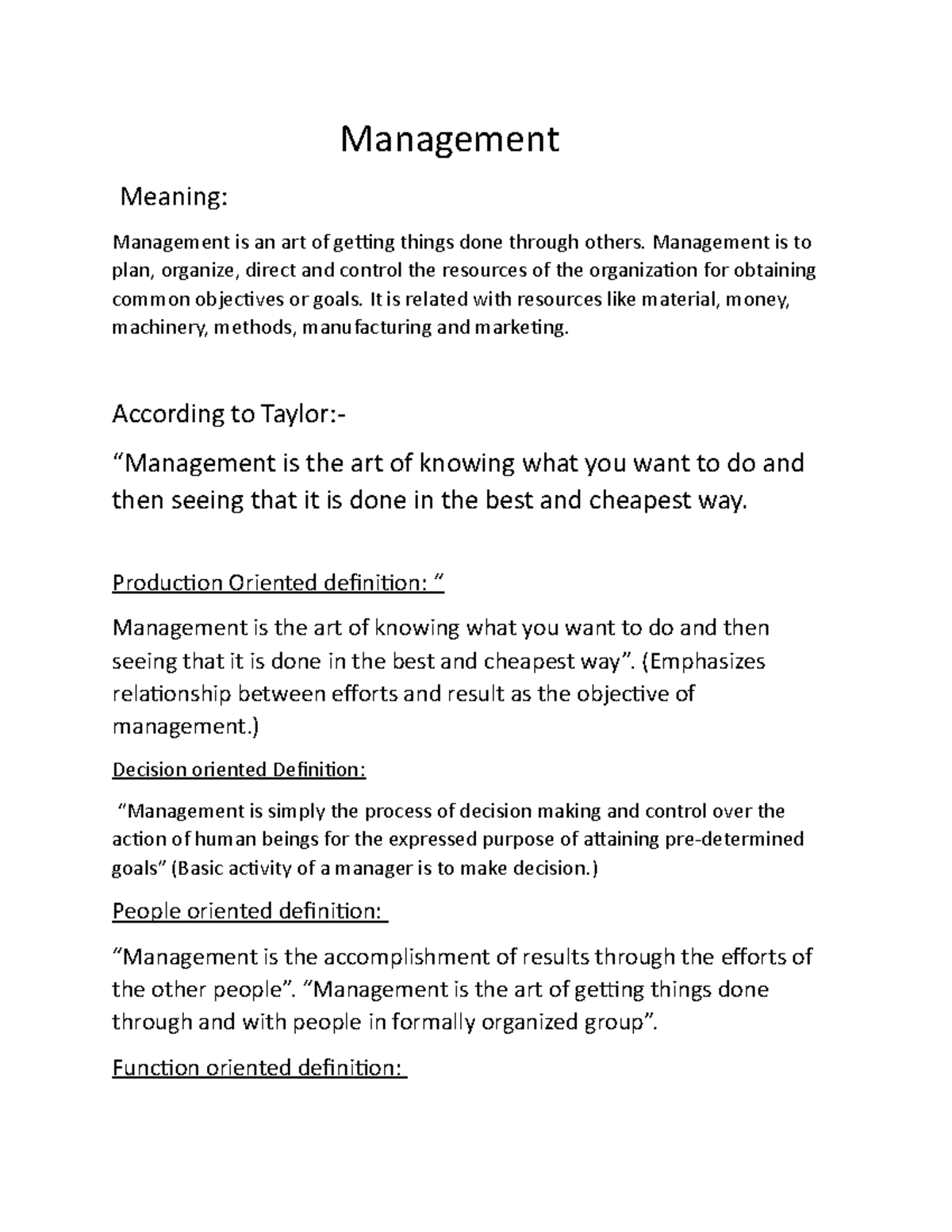 Management - Management is to ####### plan, organize, direct and ...