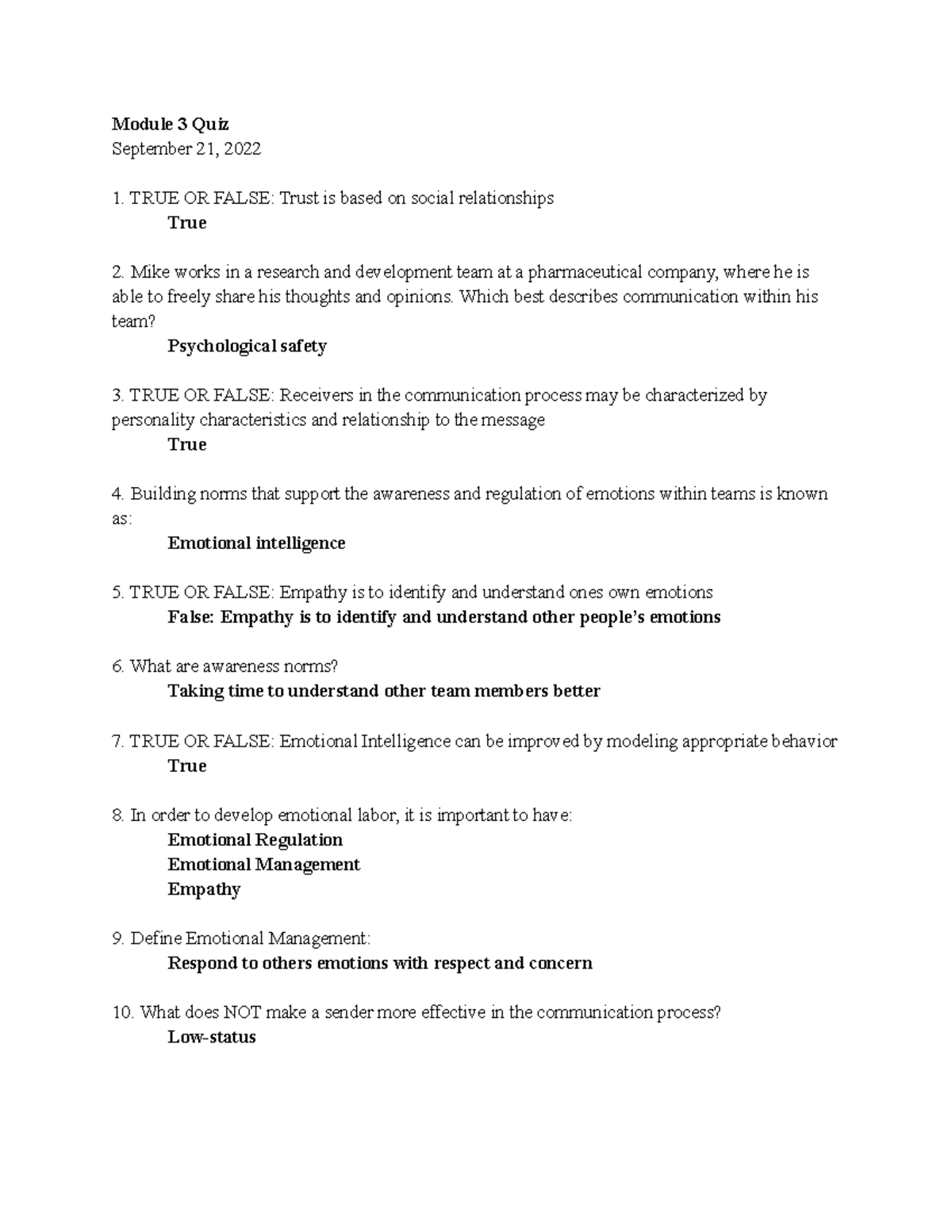 Module 3 Quiz - Professor Hajar Shirley - Module 3 Quiz September 21 ...