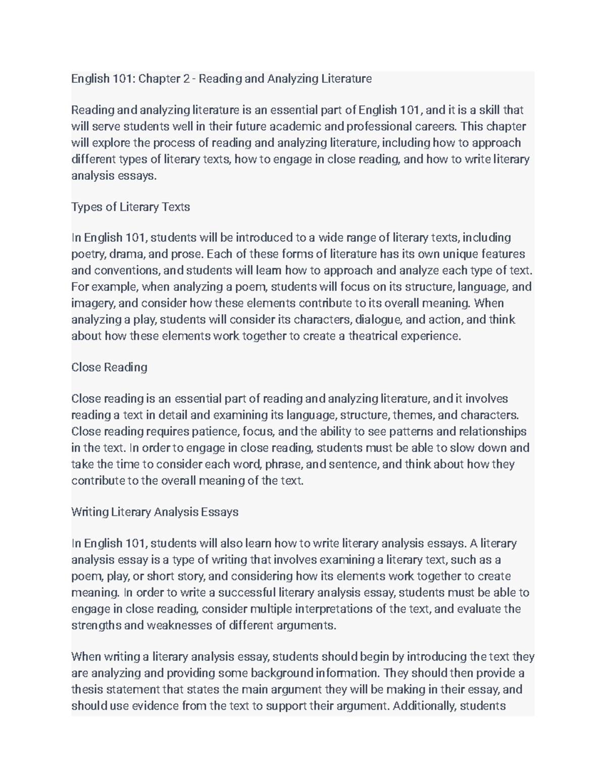 Composition I Chapter 2 - English 101: Chapter 2 - Reading and ...
