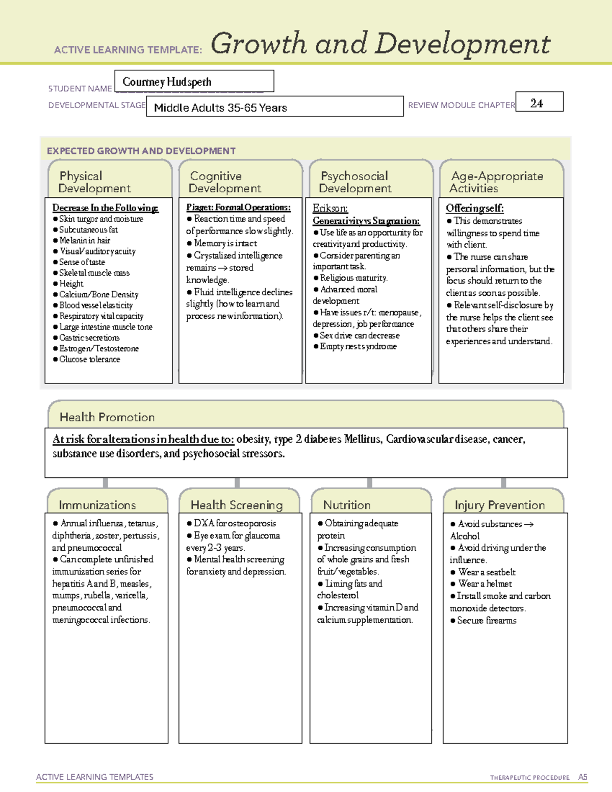 Middle Adults 35-65 years growth and development chp24 - ACTIVE ...