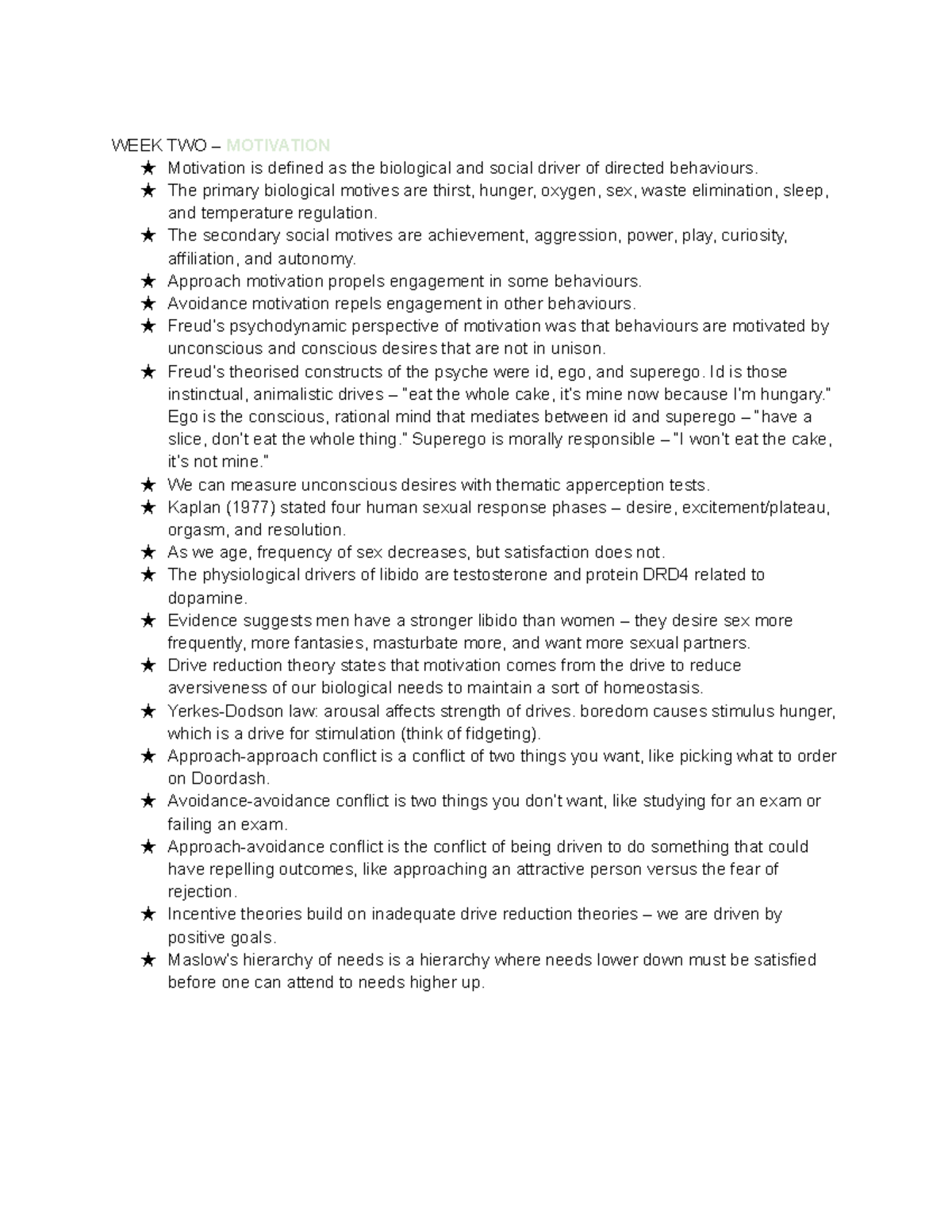 PSYU1101 WEEK 2 - INTRO TO PSYCH 1 LECTURE NOTES - WEEK TWO ...