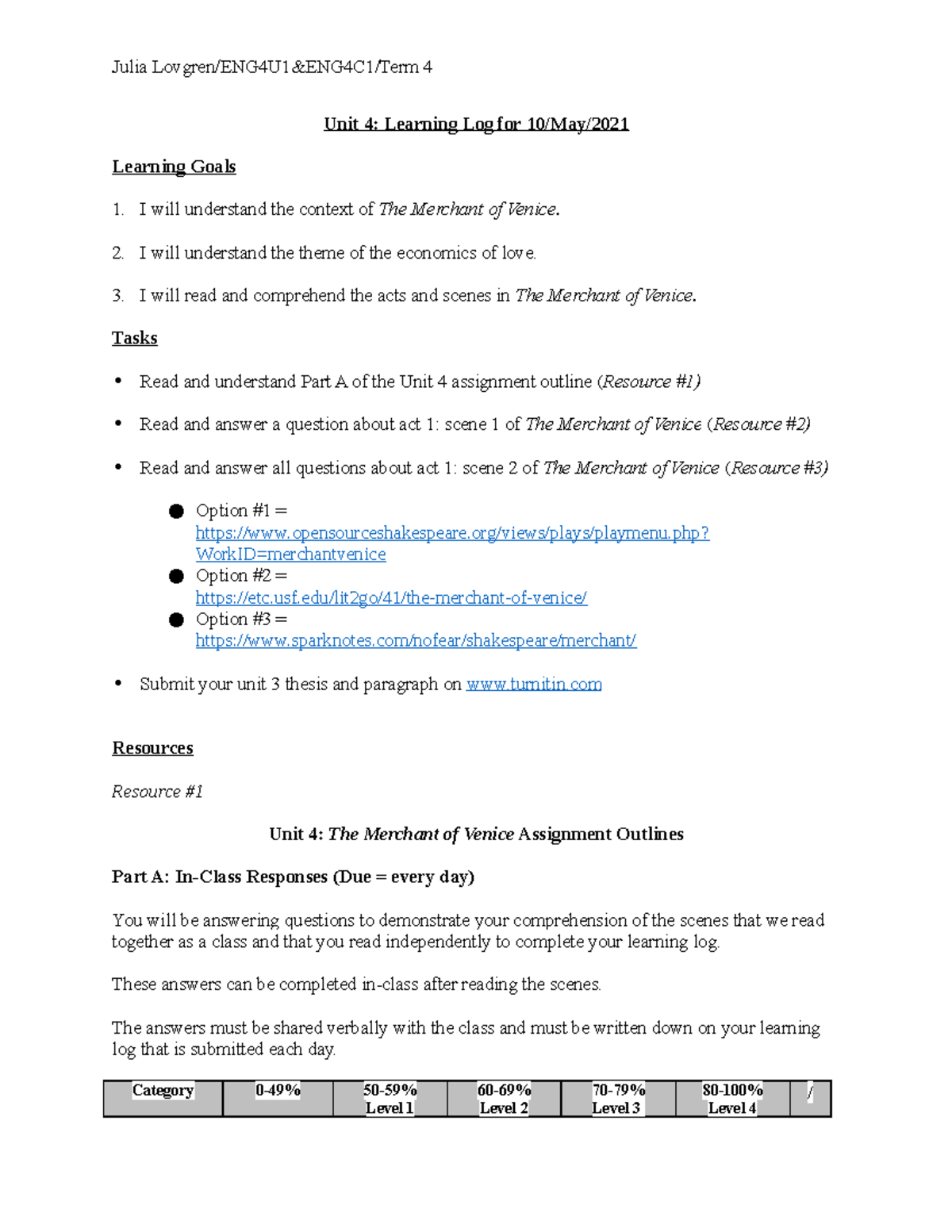 Yekaterina Khryachsheva. R 4 - Julia Lovgren/ENG4U1&ENG4C1/Term 4 Unit ...