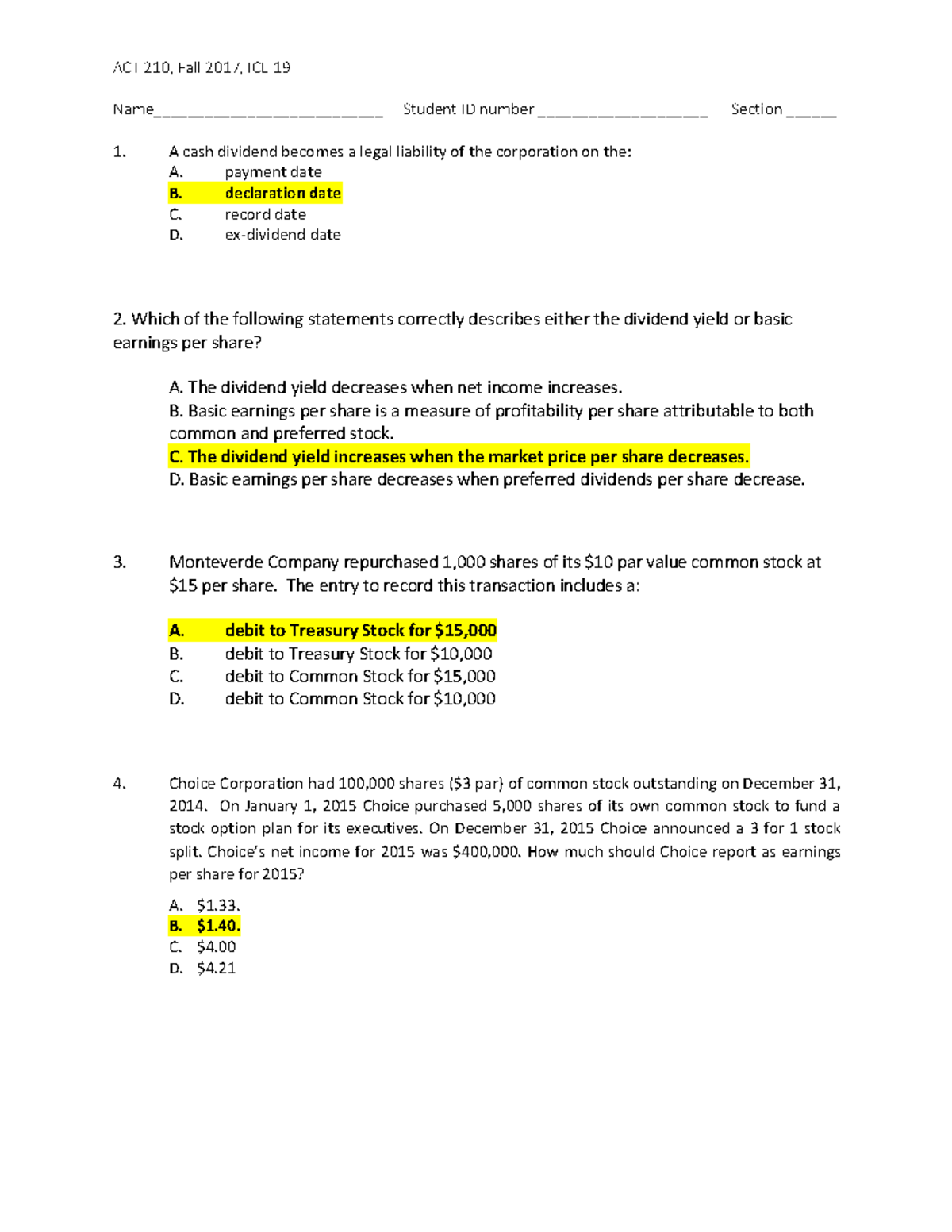 ICE 19 Solution - practice questions given every class with answers ...