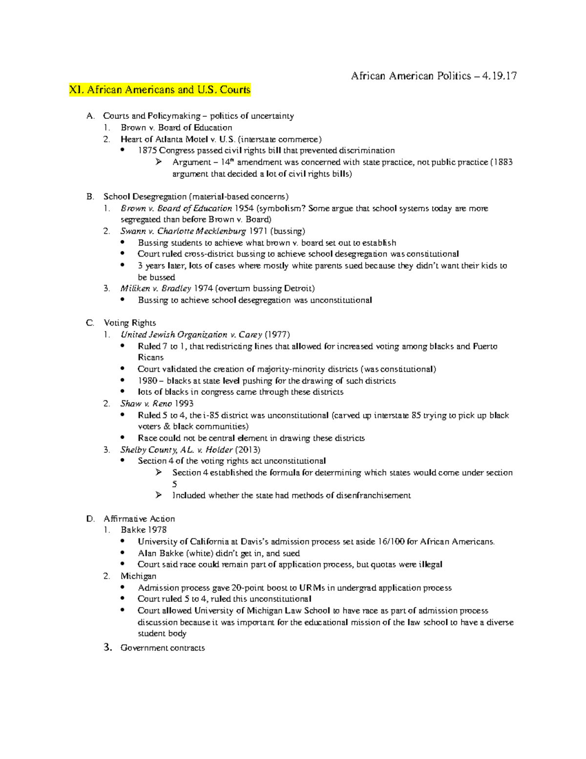 African American Politics - 4 - African American Politics – 4. XI ...