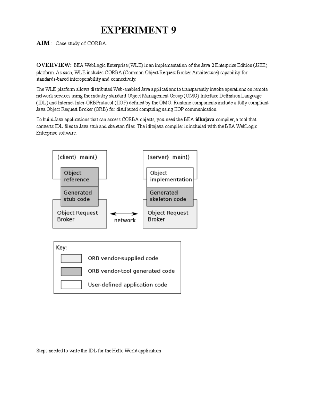 DC EXP 9 - all notes. - EXPERIMENT 9 AIM : Case study of CORBA ...