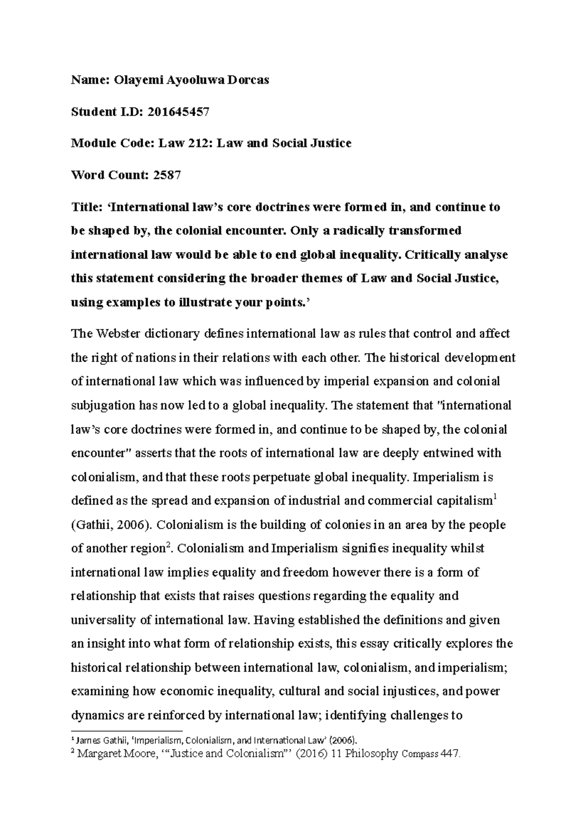 LSJ Essay - Coursework - Name: Olayemi Ayooluwa Dorcas Student I ...