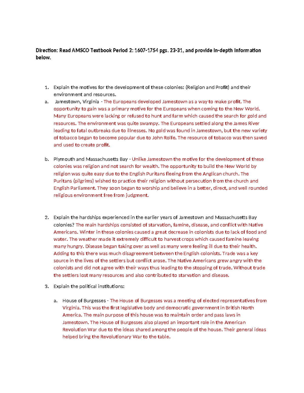 Copy of AP Period 2 Reading Questions - Direction: Read AMSCO Textbook ...