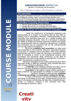 Module-6-Lesson 1 - modules - COURSE MODULE ENTREPENEUSHIP: ENTREP 210 Module 6 Environmental ...