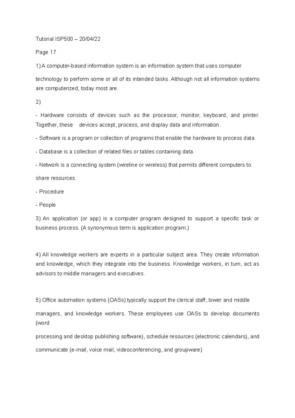 Tutorial ISP500 - Strategic planning involves analyzing competitive opportunities and threats ...