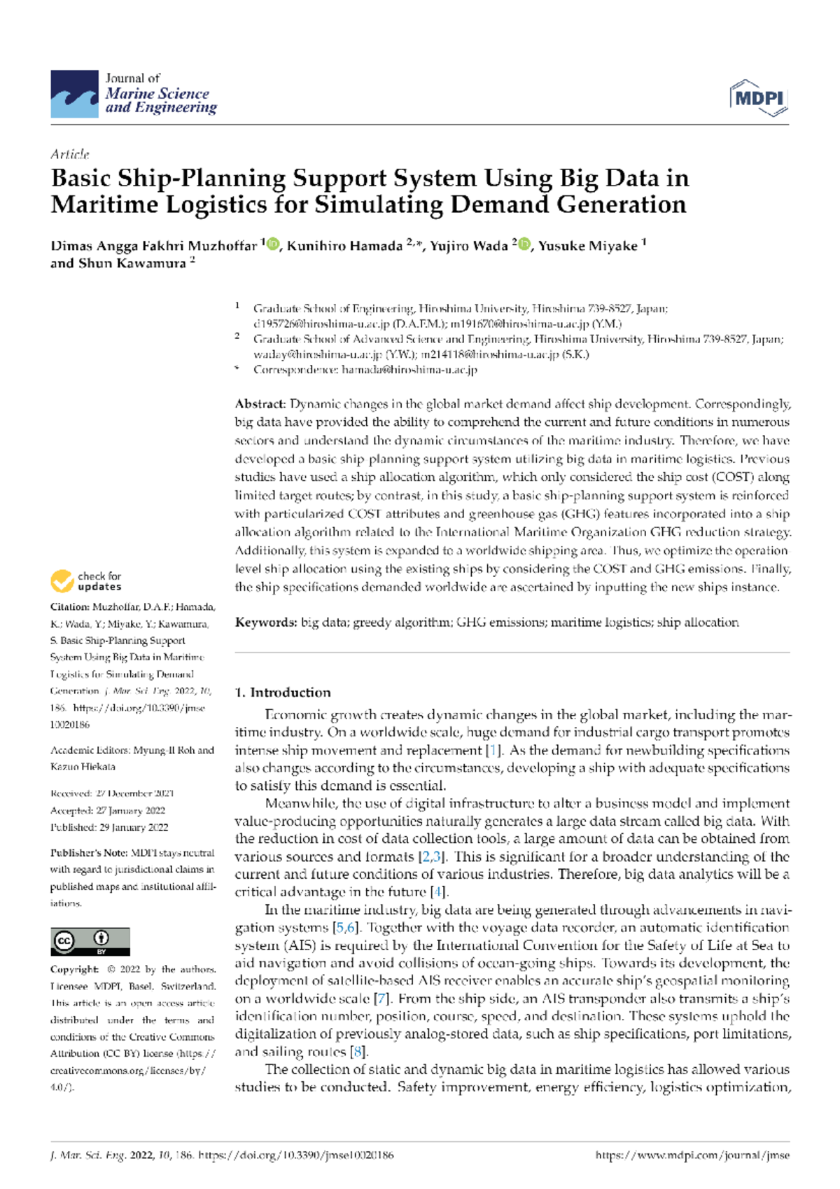 Basic Ship-Planning Support System Using Big Data in Maritime Logistics ...
