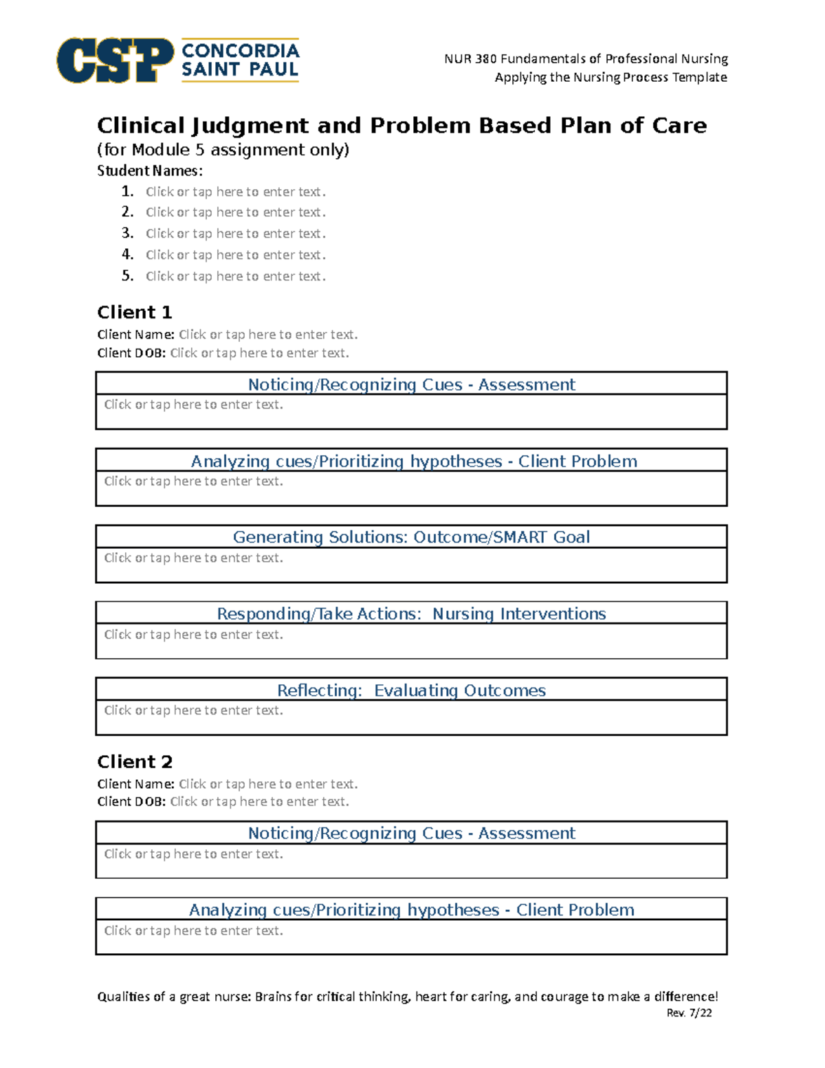 NUR 380 Applying the Nursing Process Template - NUR 380 Fundamentals of ...