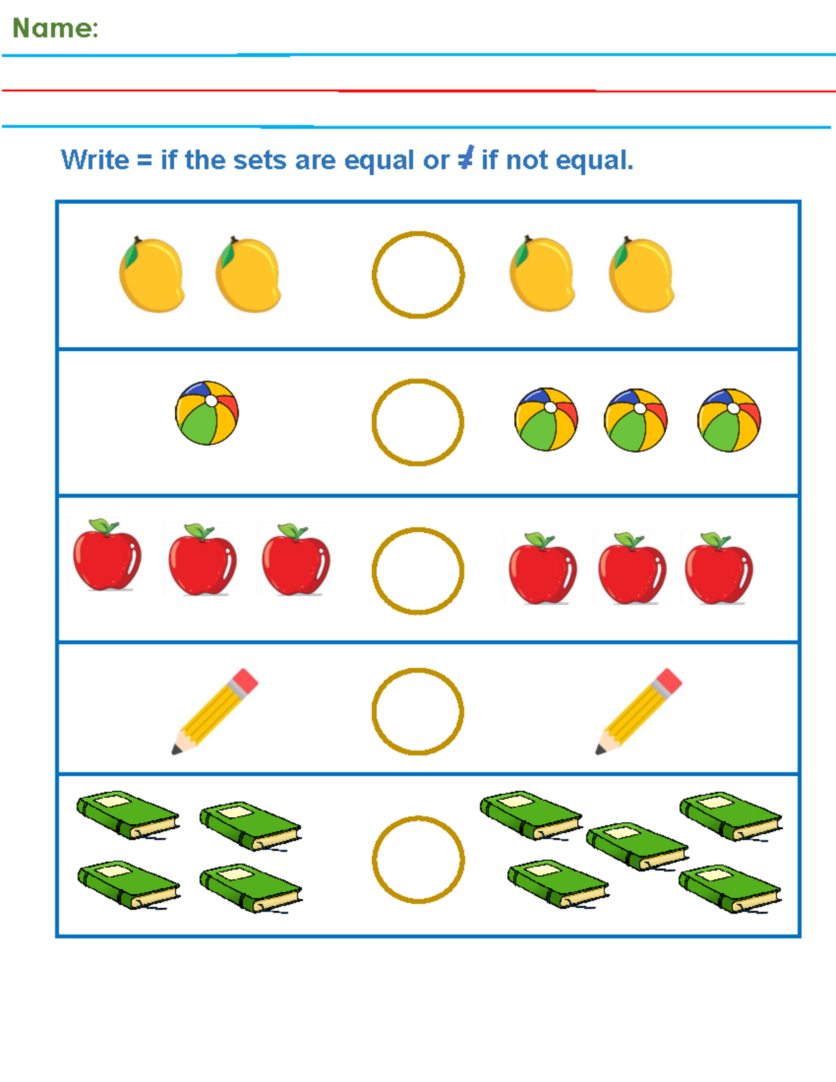 Math - More, Less, Equal not equal to ww - General Education Elective 1 ...