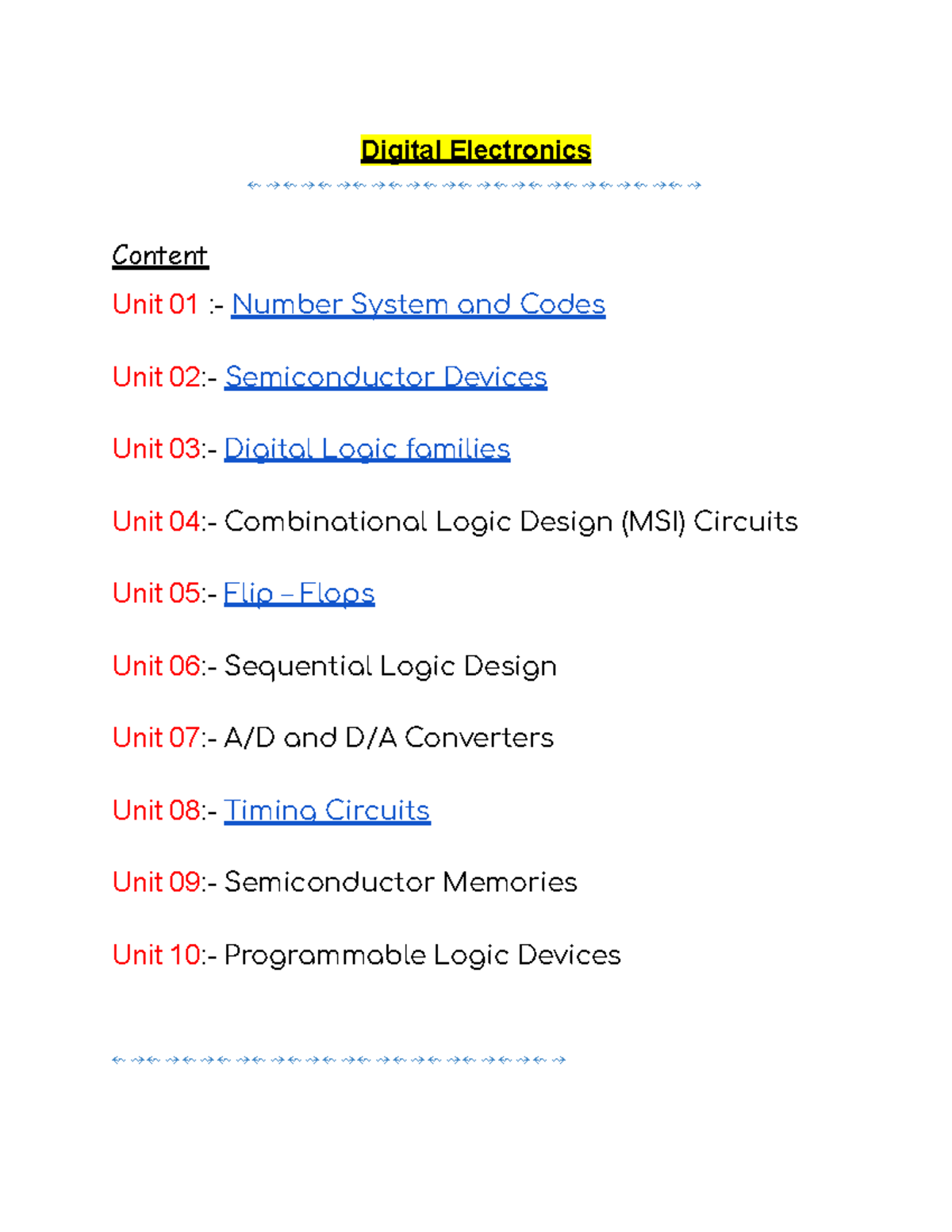 204 Digital Electronics - Digital Electronics ⇜⇝⇜⇝⇜⇝⇜⇝⇜⇝⇜⇝⇜⇝⇜⇝⇜⇝⇜⇝⇜⇝⇜⇝⇜ ...
