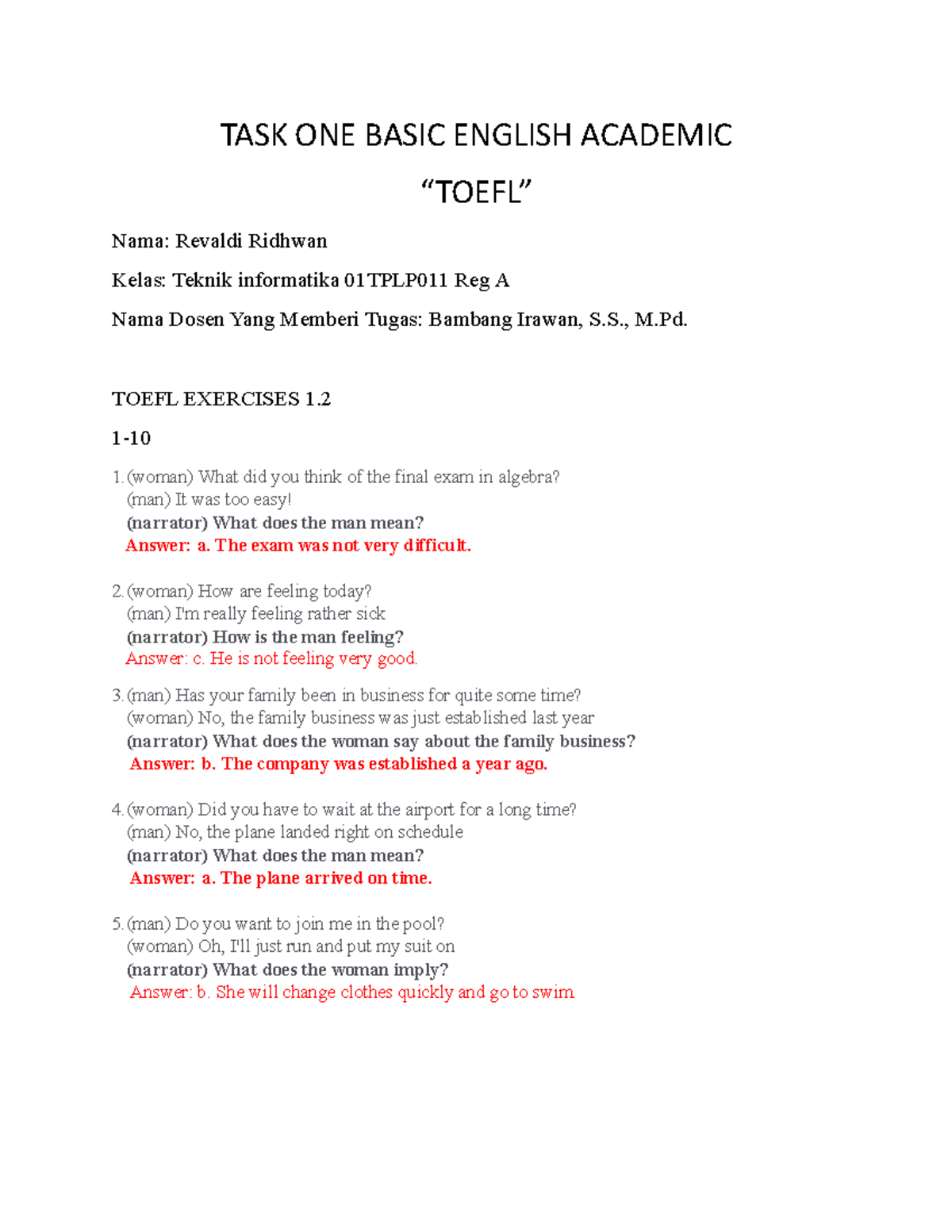 TASK ONE Basic English Academic - TASK ONE BASIC ENGLISH ACADEMIC ...