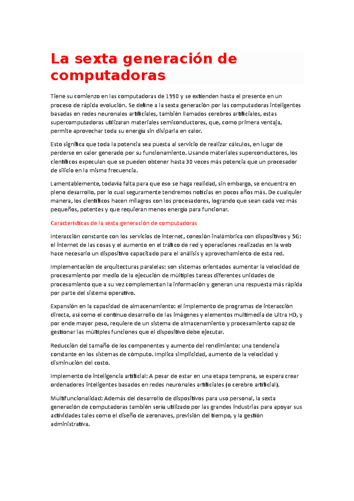 La Sexta Generación De Computadoras La Sexta Generación De