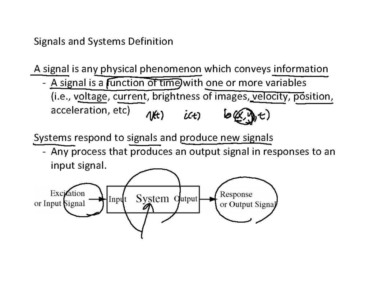 ESE 305 Lecture w1 - 1 - Signals and Systems Definition A signal is any ...