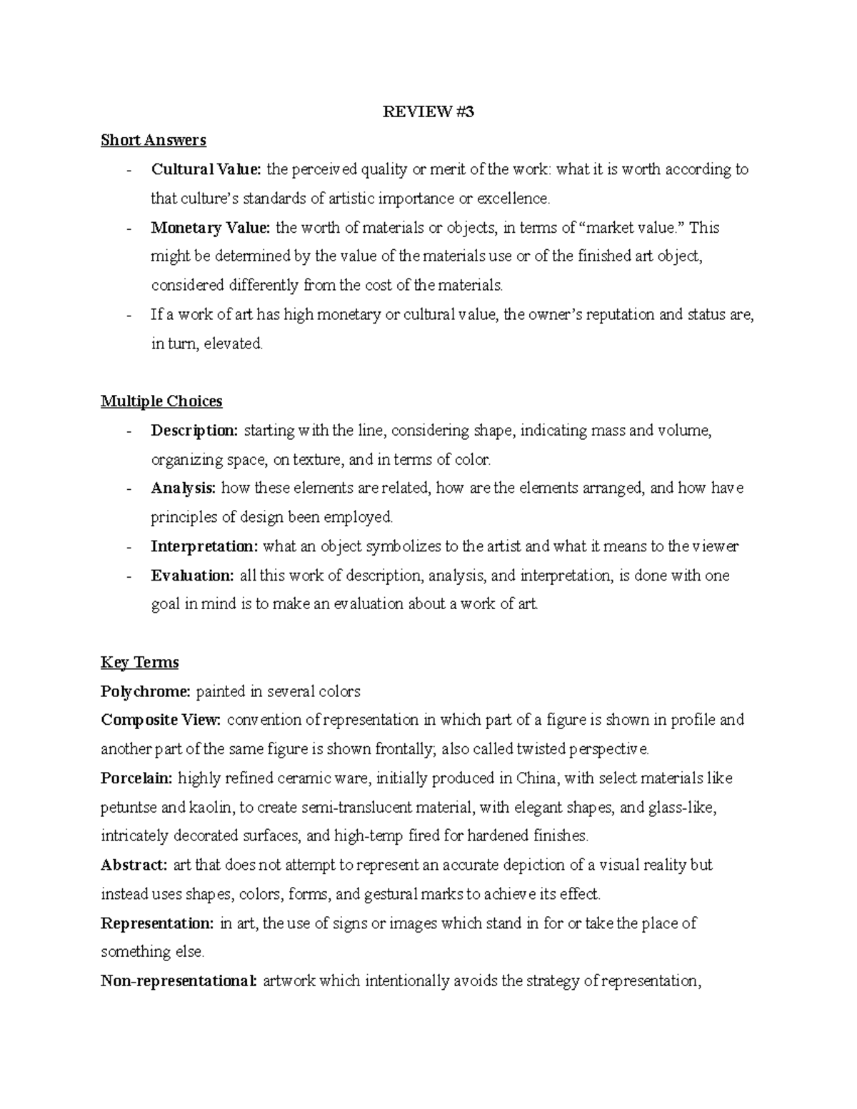 Art Review 3 - Introduction to Art Exam 3 Study Guide - ART 1100 - ISU ...