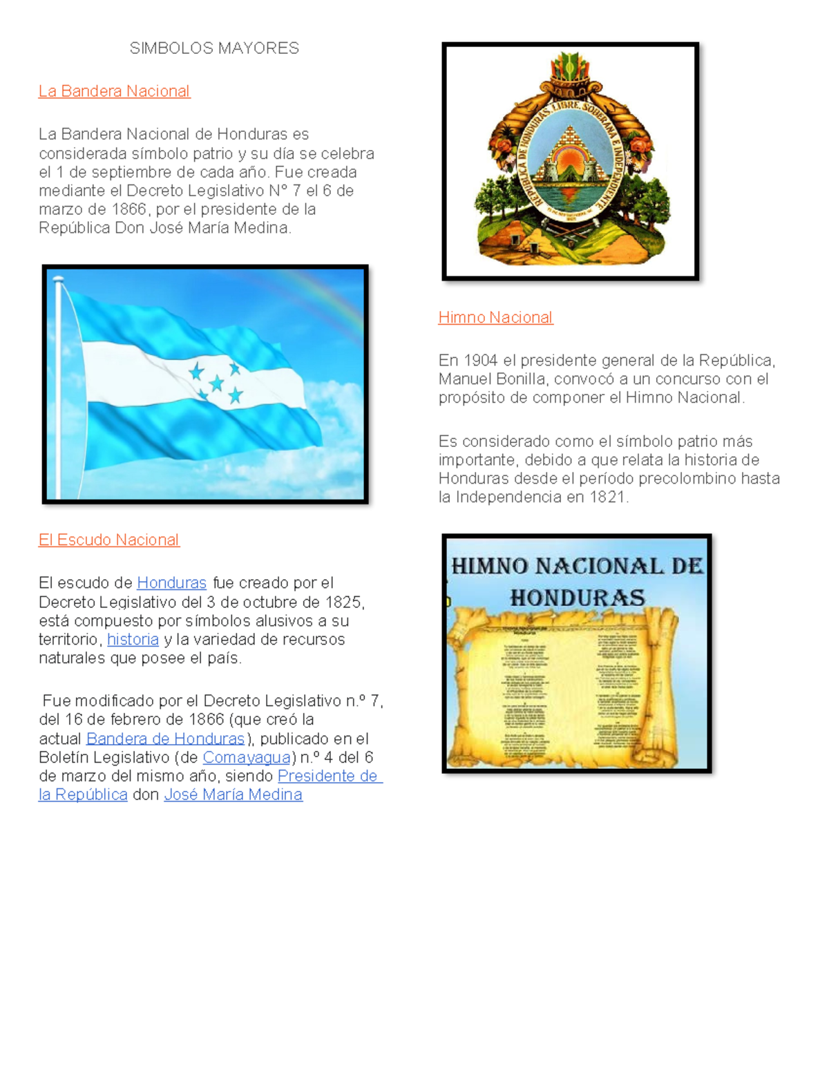 Simbolos Mayores y Menores - SIMBOLOS MAYORES La Bandera Nacional La ...