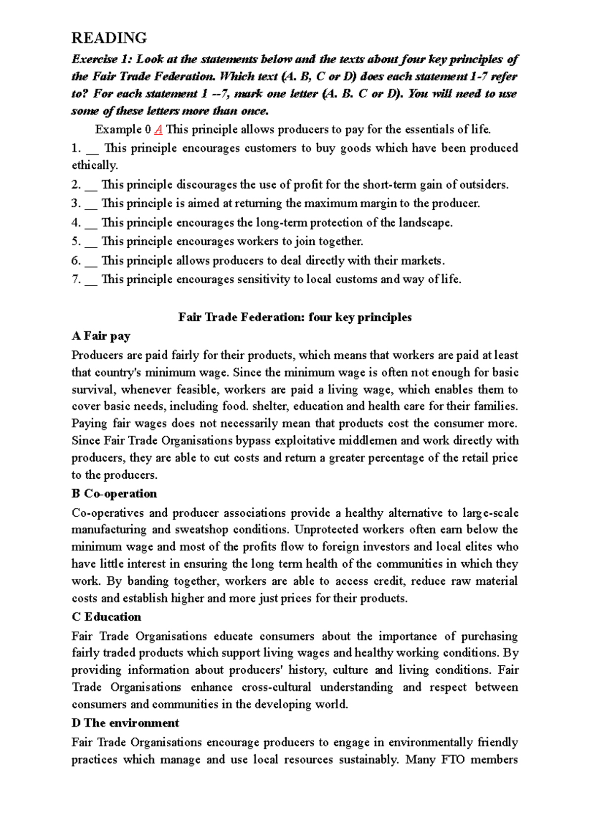 Homework Chapter 4 Reading&Listening BEC - READING Exercise 1: Look at ...