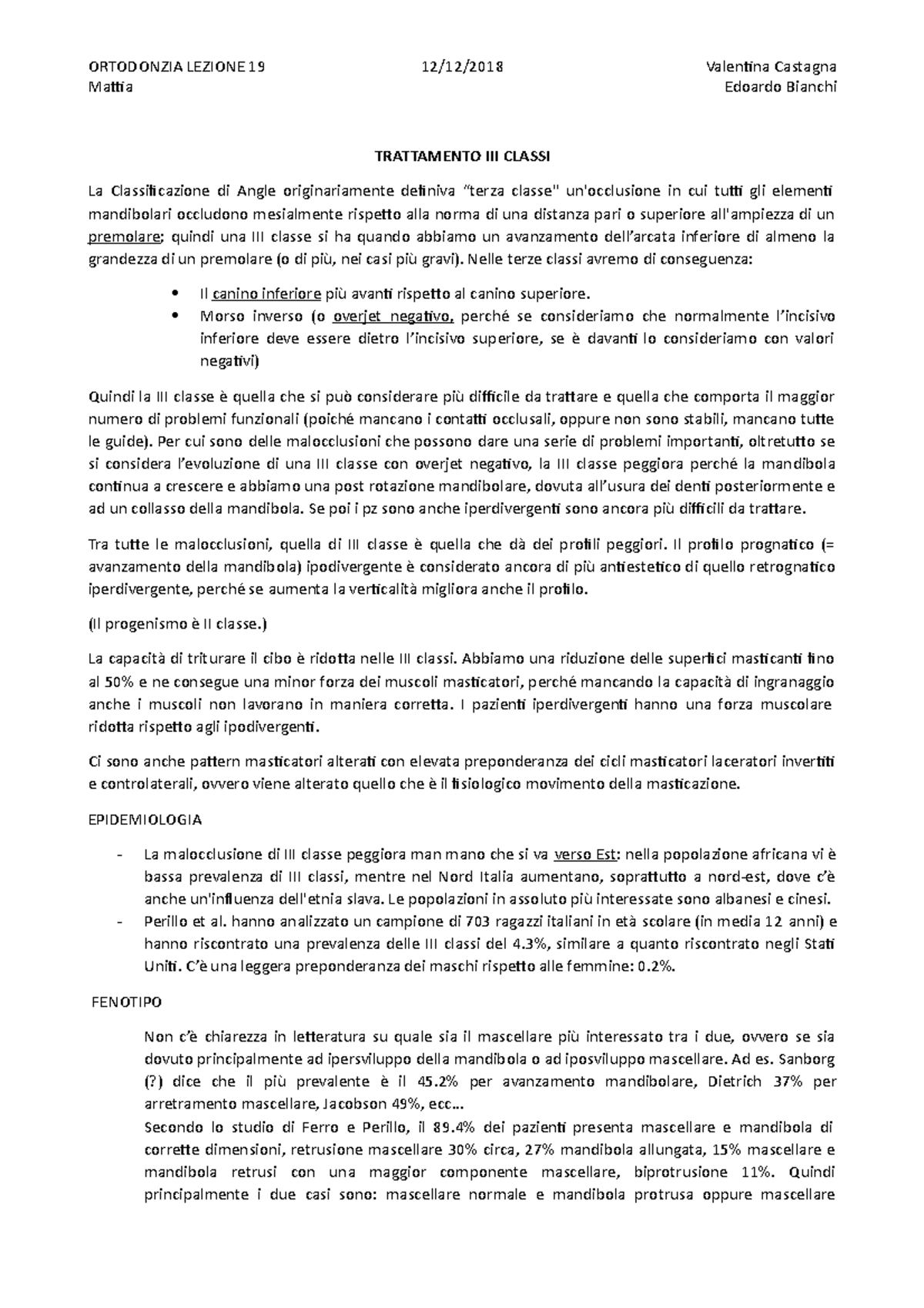 Ortodonzia lezione 19 - Mattia Edoardo Bianchi TRATTAMENTO III CLASSI ...