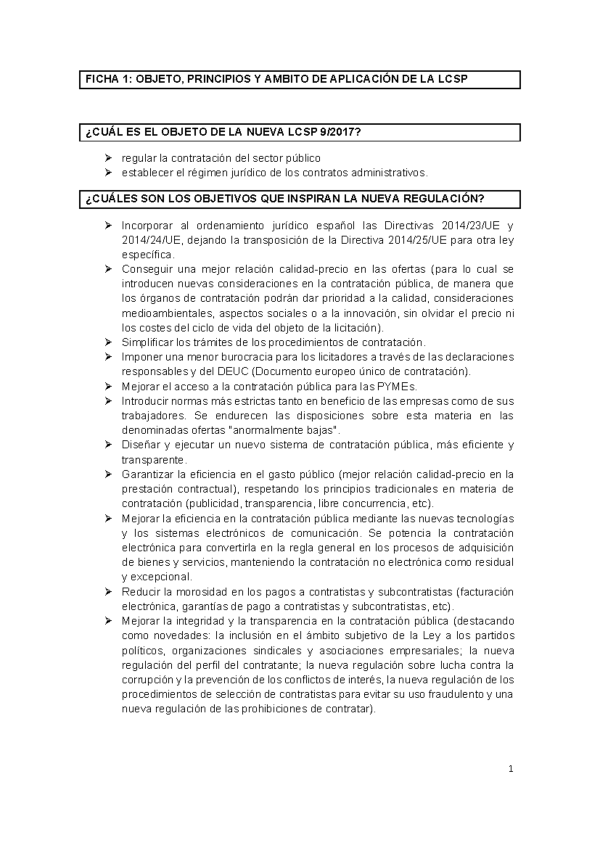 Curso LCSP 2023 - Apuntes contratos del sector público - FICHA 1 ...