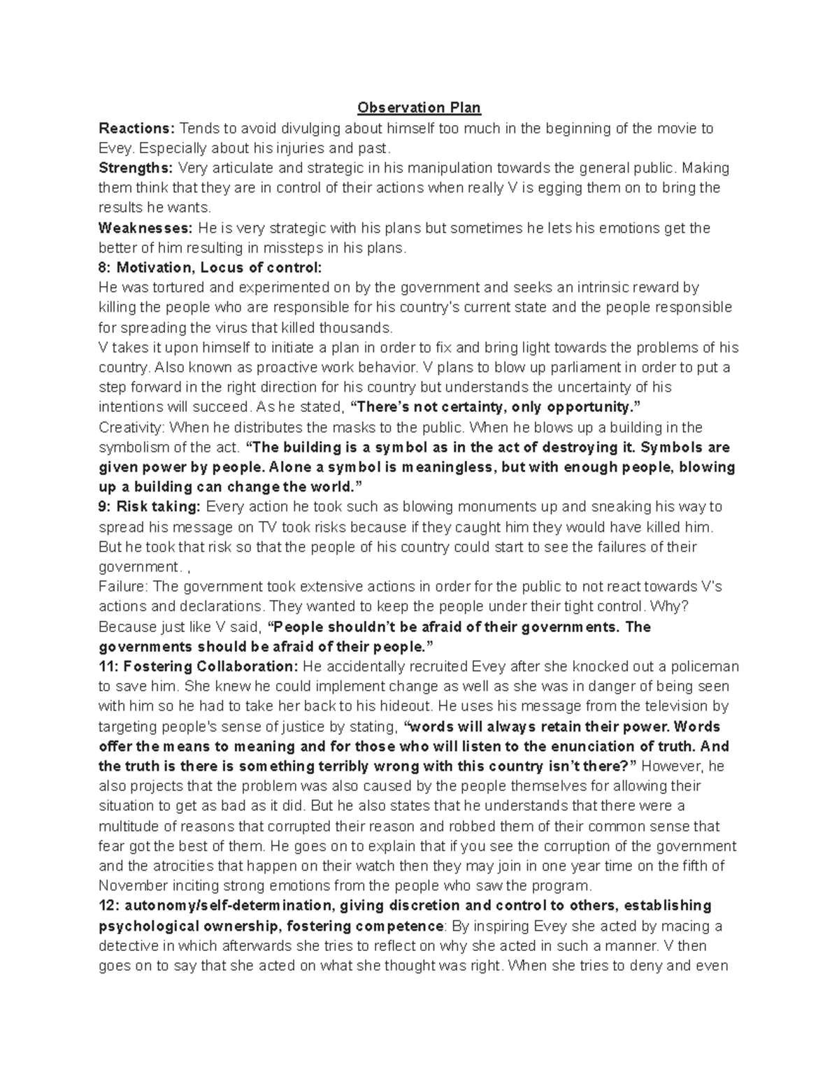 Observation Leadership Paper - Observation Plan Reactions: Tends to ...