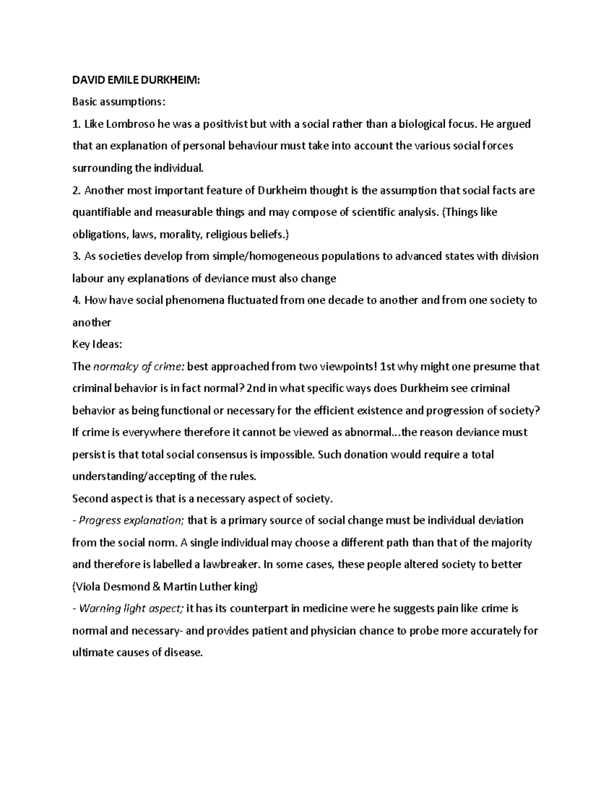 David Emile Durkheim - Basic assumptions and critiques - DAVID EMILE ...