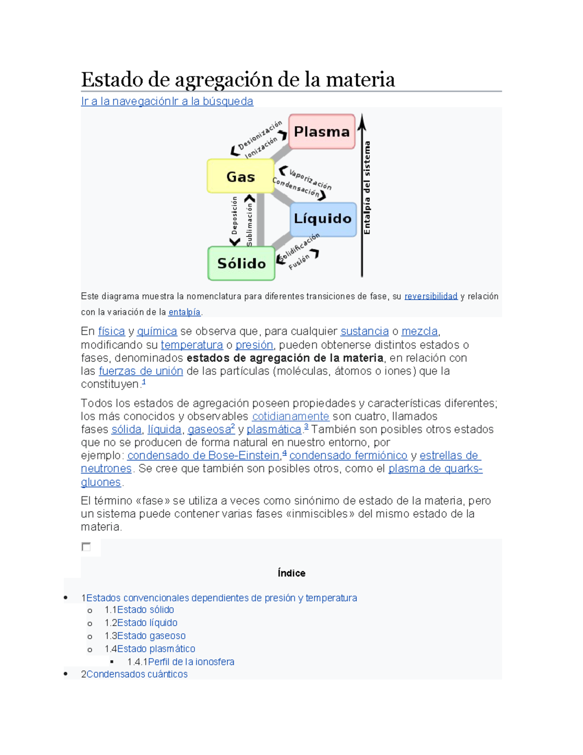 Estado de agregación de la materia - En física y química se observa que ...
