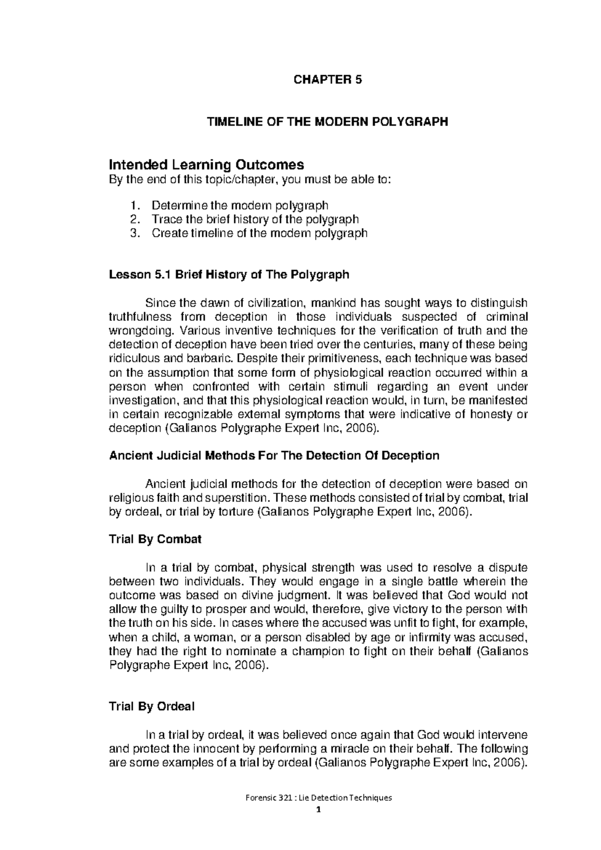 Lie Detection chapter 5 - Forensic 321 : Lie Detection Techniques CHAPTER 5 TIMELINE OF THE ...