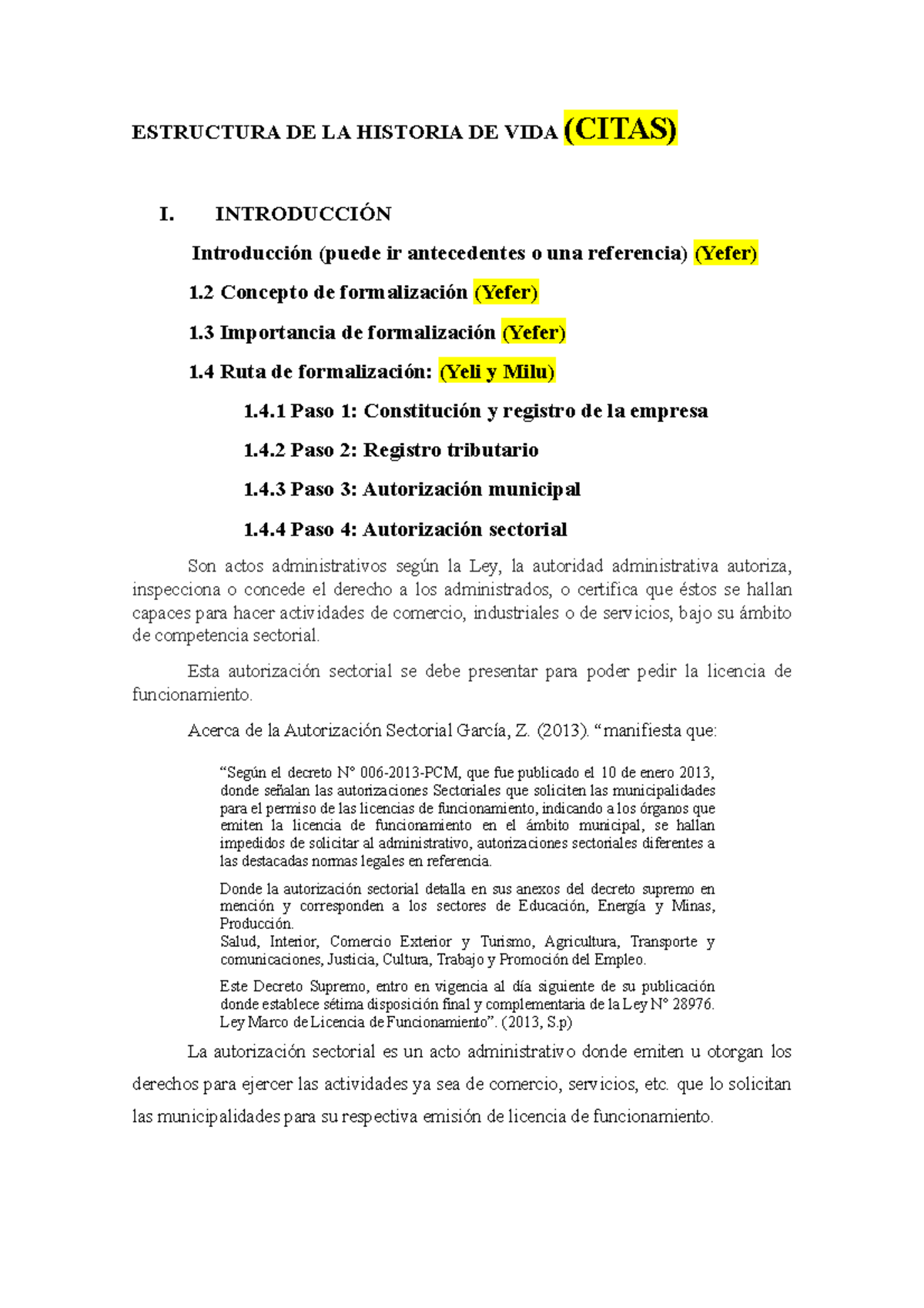 Estructura DE LA Historia DE VIDA - ESTRUCTURA DE LA HISTORIA DE VIDA ...