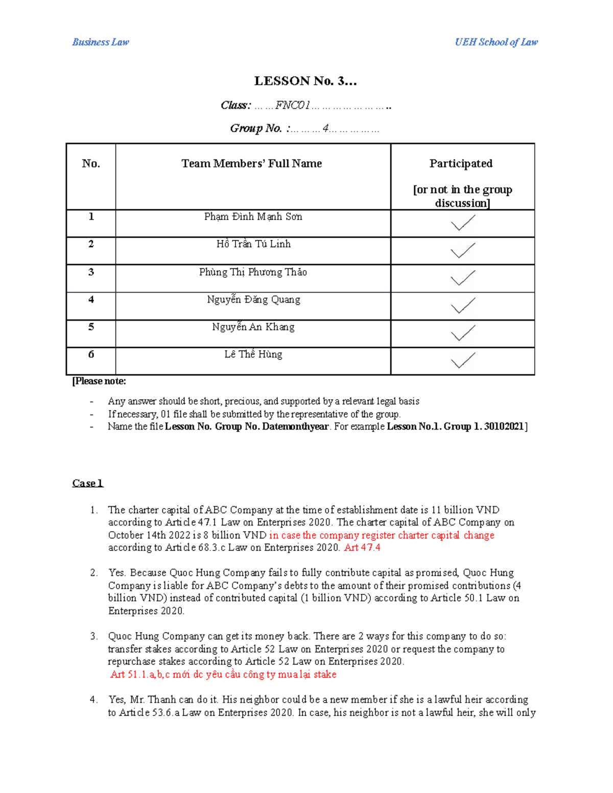 Lesson-No.3 - NKP - Business Law UEH School of Law LESSON No. 3 ...