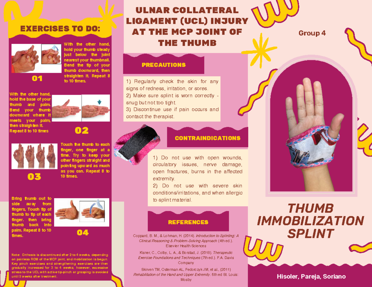 346 Splint Brochures - Summary Occupational Therapy - Contraindications ...