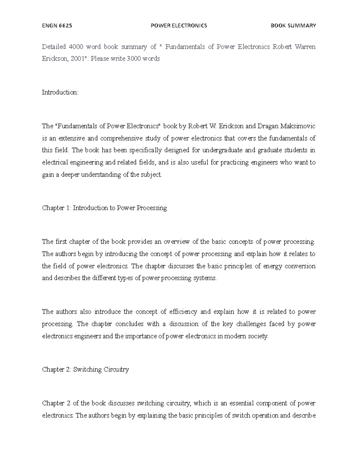 Detailed book summary of Fundamentals of Power Electronics Robert ...