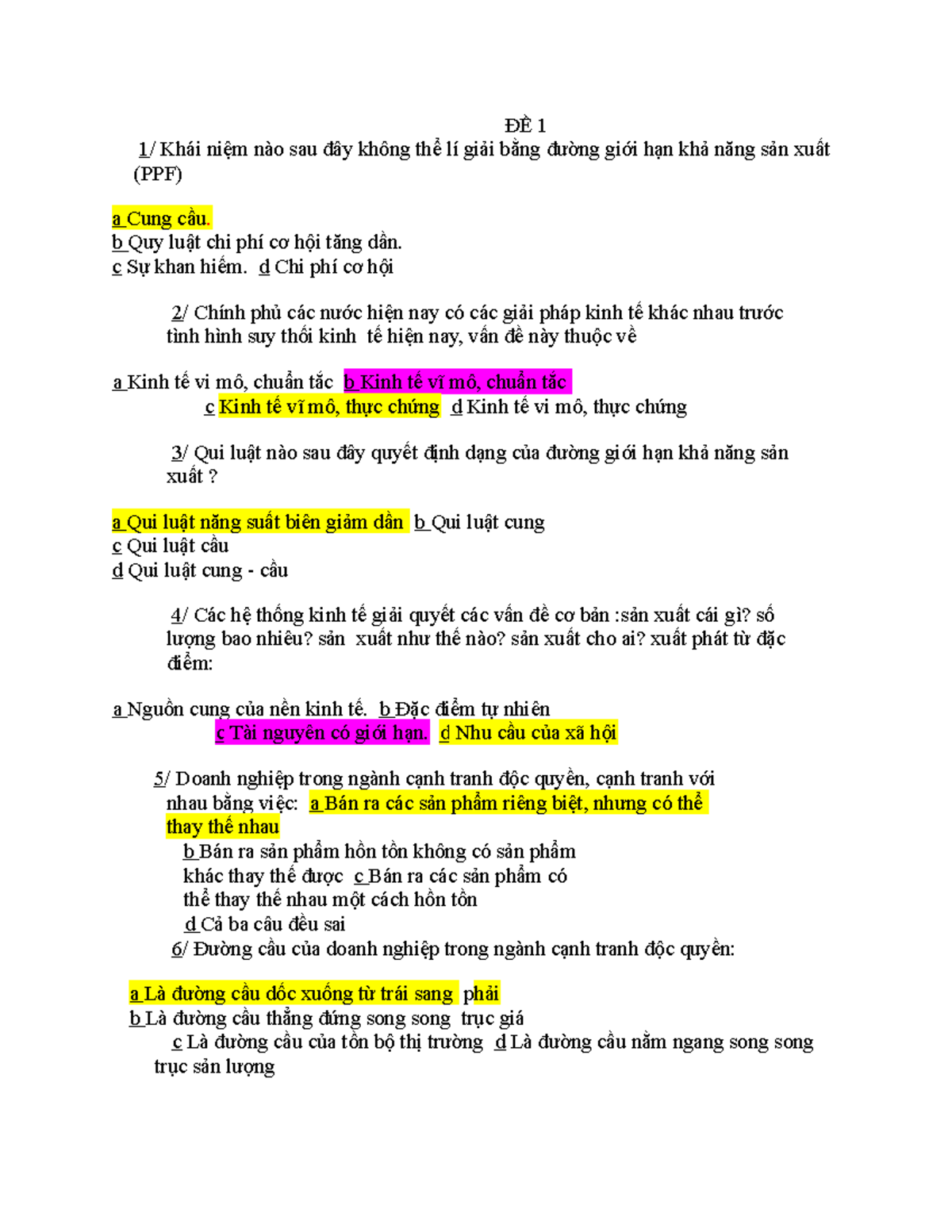 ĐỀ 1 - edfgh - ĐỀ 1 1 / Khái niệm nào sau đây không thể lí giải bằng ...