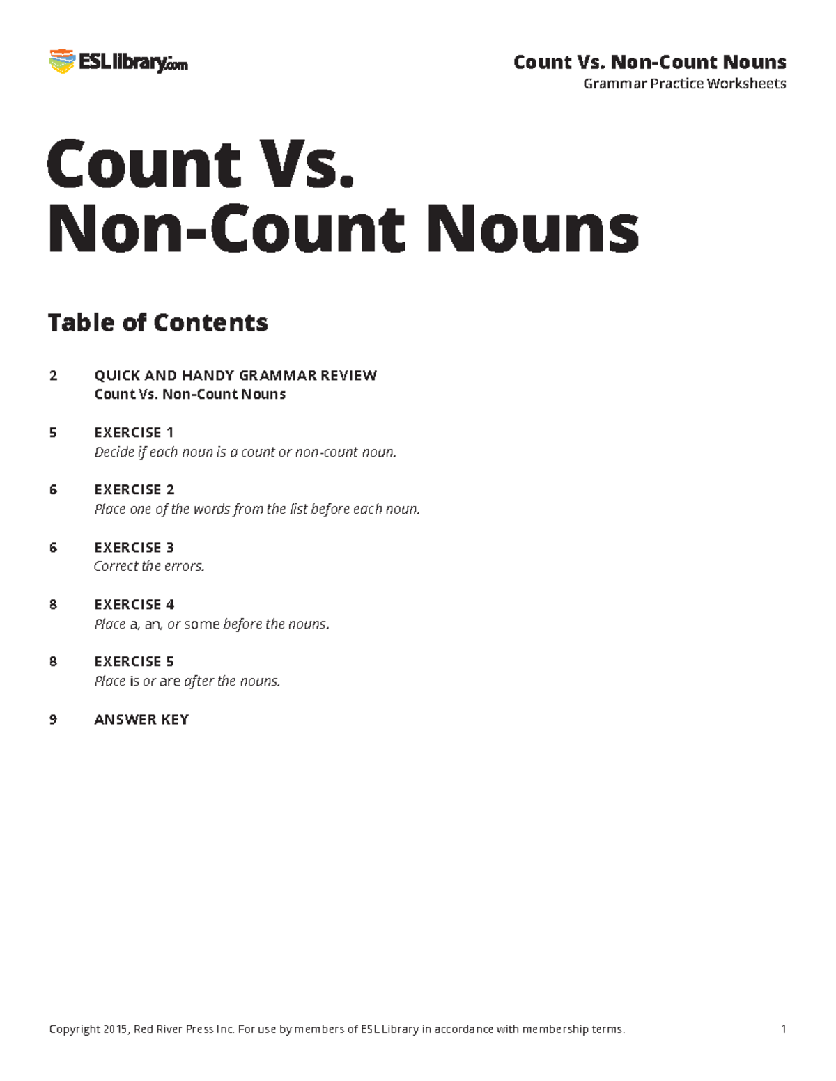 88 Count-Vs-Non-Count-Nouns Can - Grammar Practice Worksheets Count Vs ...