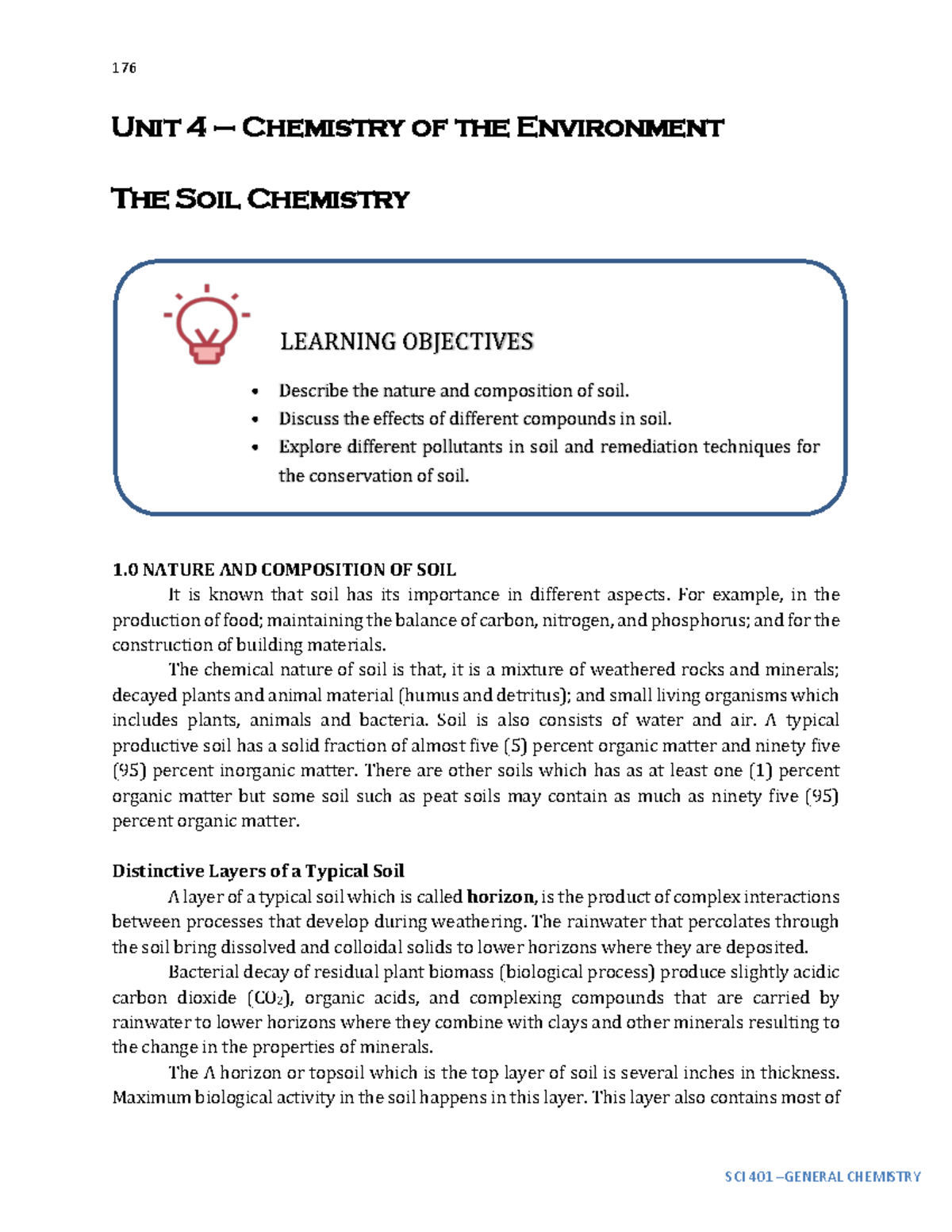 Lecture 11 The Soil Chemistry - SCI 401 –GENERAL CHEMISTRY Unit 4 ...
