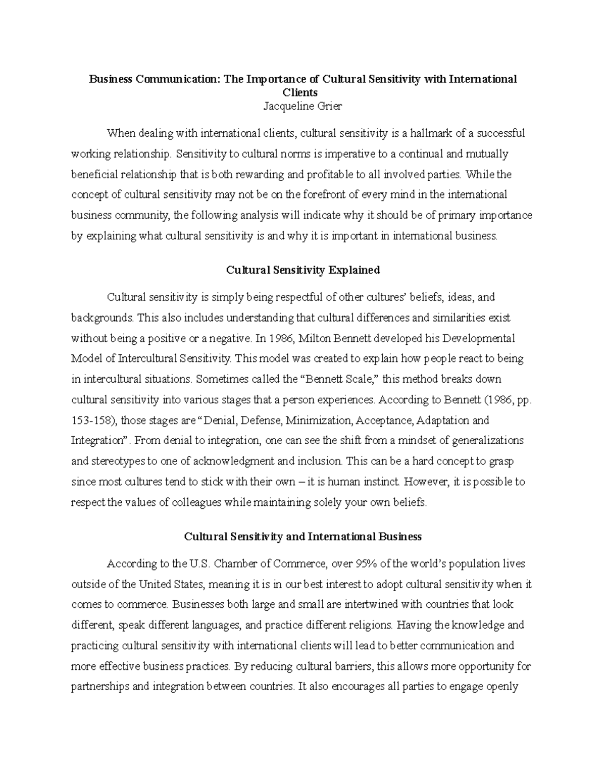 Business Communication-2 - Sensitivity to cultural norms is imperative ...