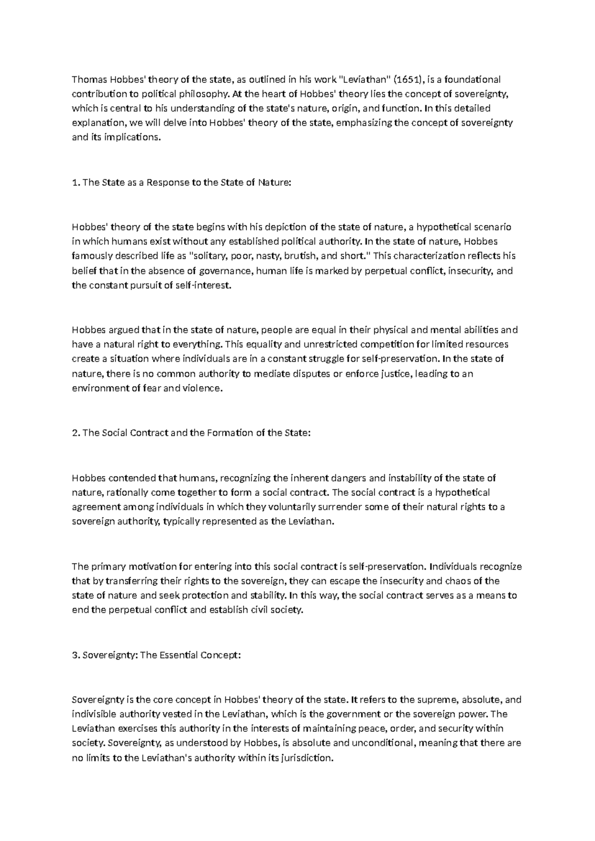 Thomas Hobbes sovereignty theory of state - Thomas Hobbes' theory of ...