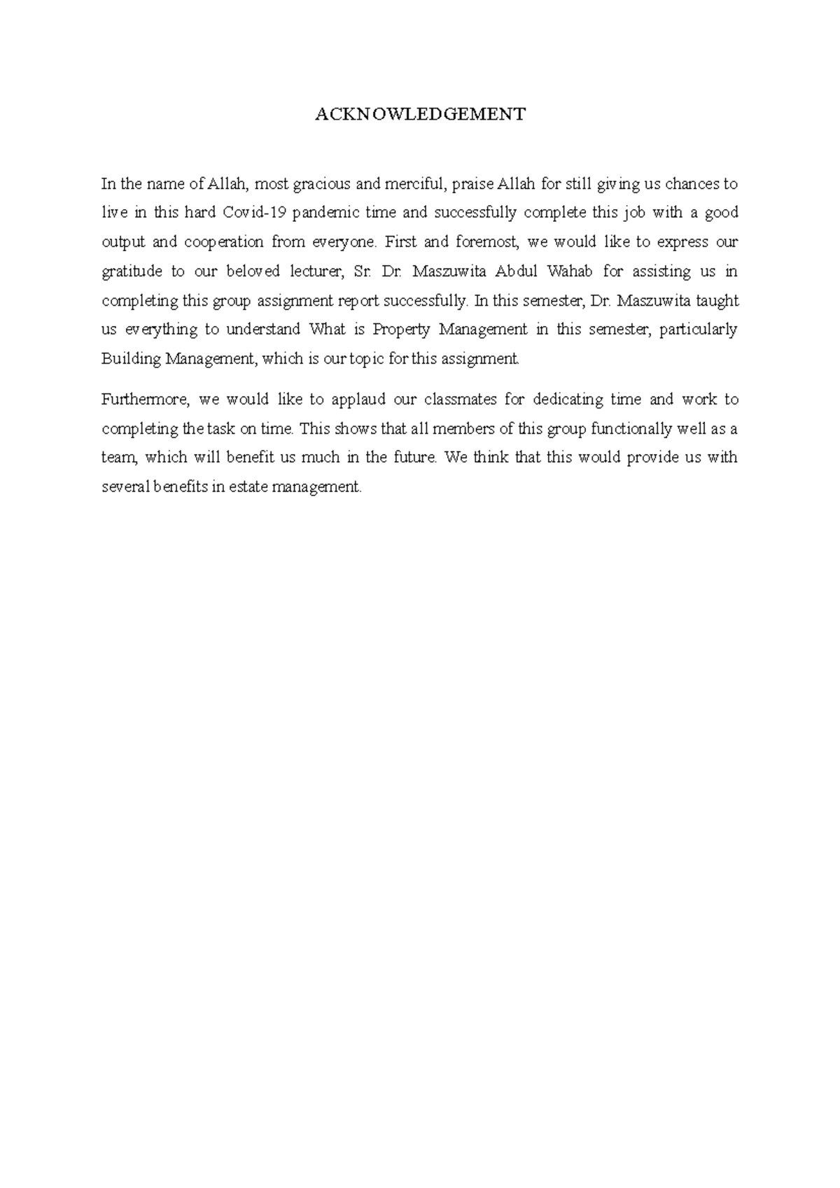 acknowledgement intro objective - ACKNOWLEDGEMENT In the name of Allah ...