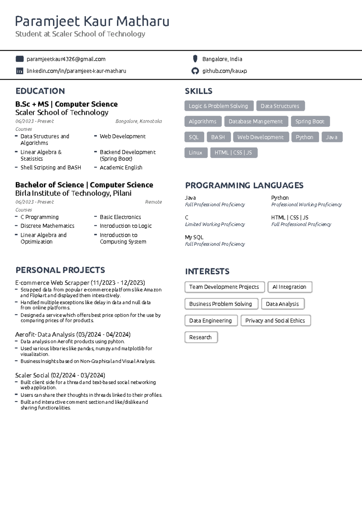 Paramjeet Resume - jdnfj - Paramjeet Kaur Matharu Student at Scaler ...