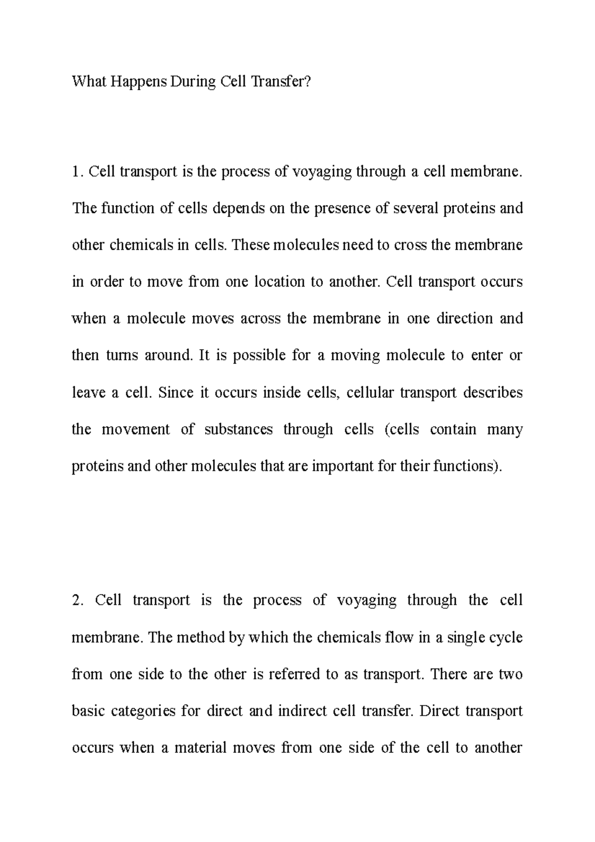 What Happens During Cell Transfer - What Happens During Cell Transfer ...