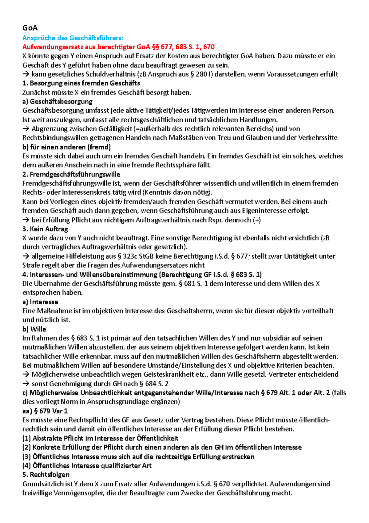 Definitionen - Schemata - GoA Ansprüche des Geschäftsführers ...