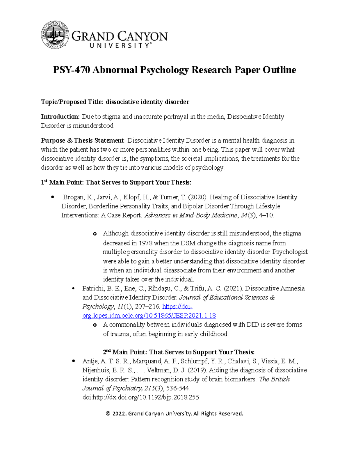 PSY470 RS T3 Outline Template - PSY-470 Abnormal Psychology Research ...