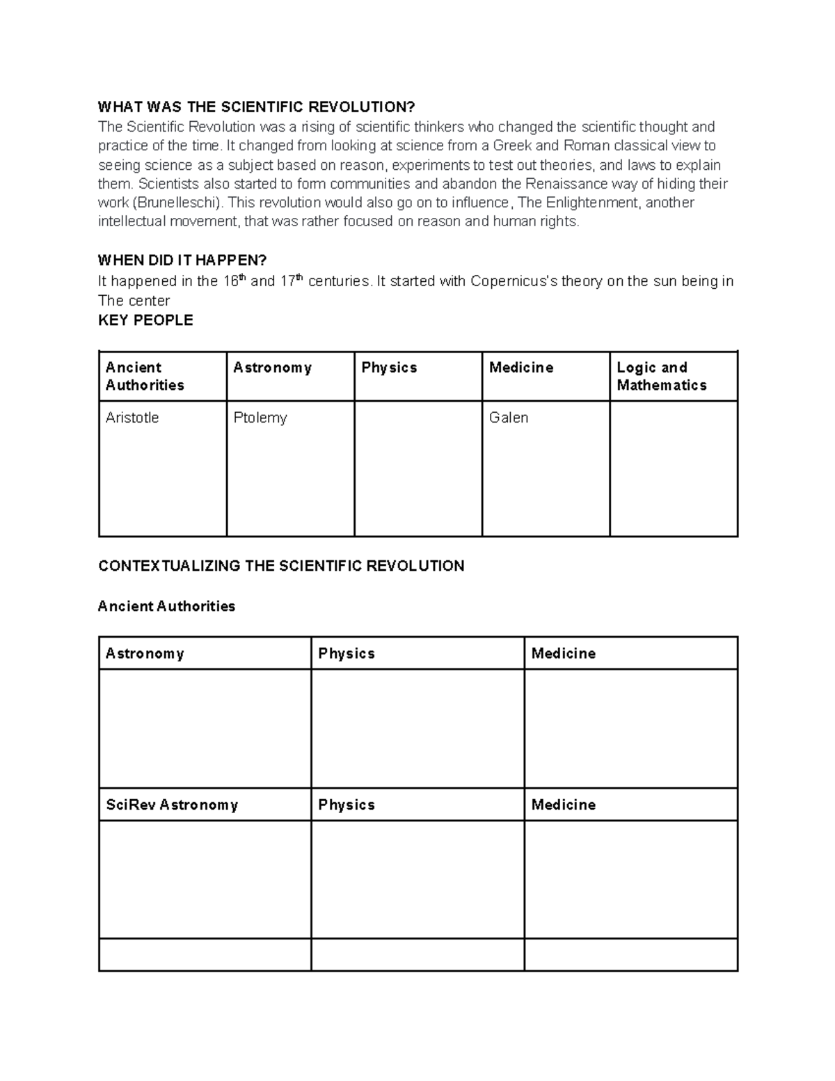 Sci Rev Contextualization-Student - WHAT WAS THE SCIENTIFIC REVOLUTION ...