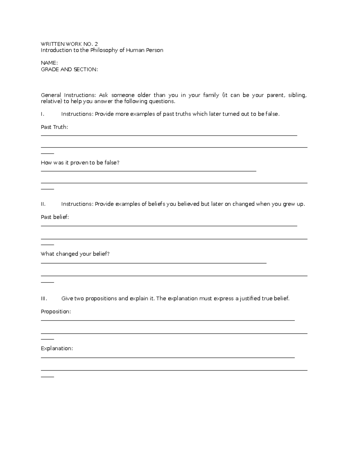 Introduction to the Philosophy of Human Person - WRITTEN WORK NO. 2 ...