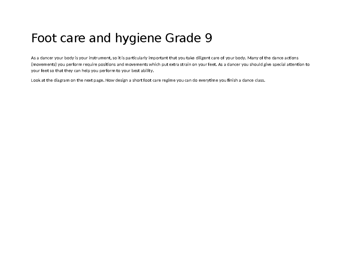 Foot Hygiene Grade 10 - NLKEMDFMKDSNGKNFLDKB. - Foot care and hygiene ...
