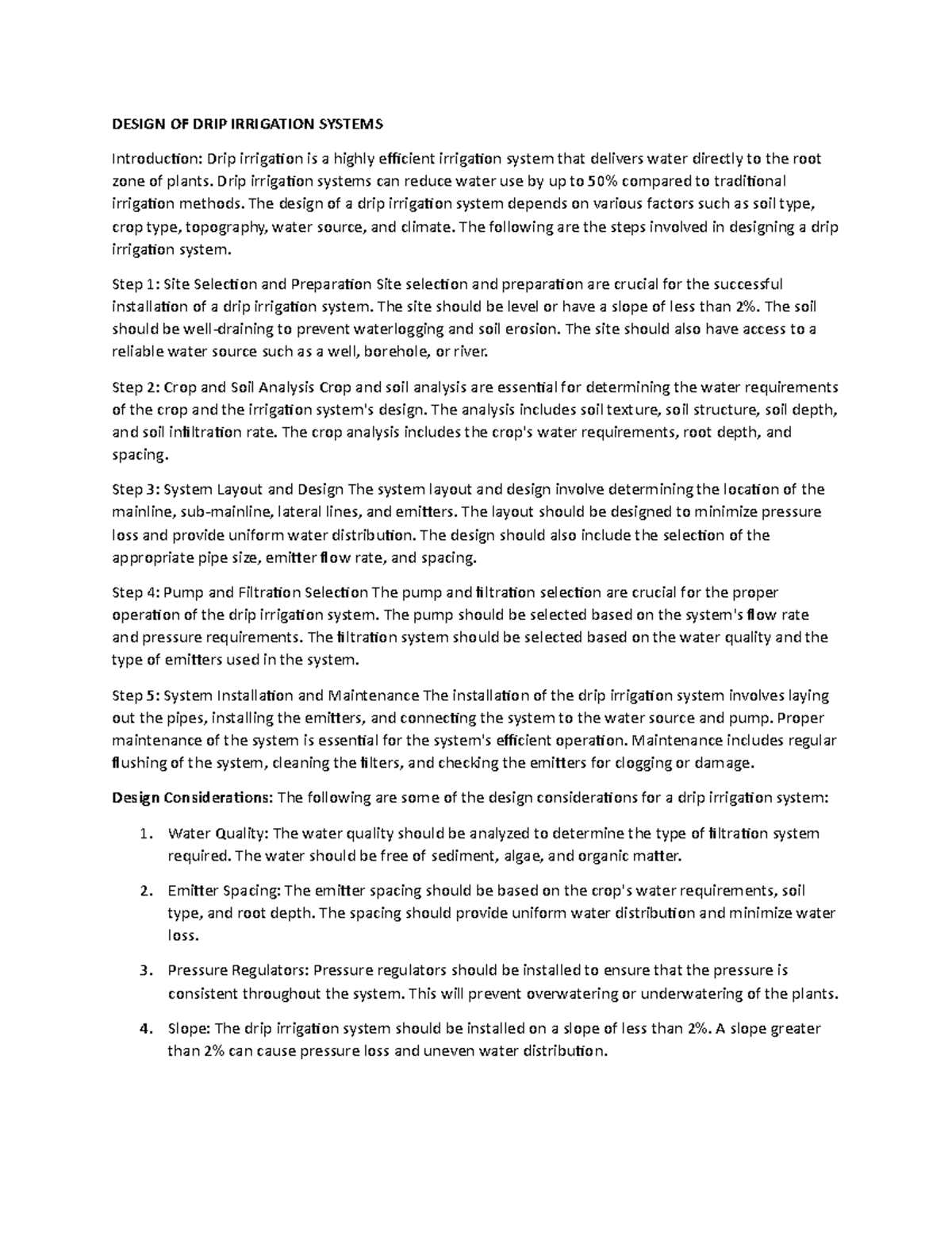 Drip Irrigation System design - DESIGN OF DRIP IRRIGATION SYSTEMS ...